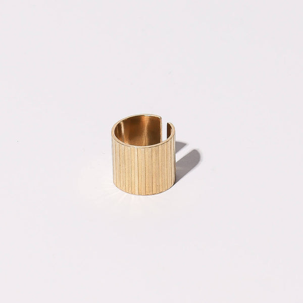Ridge Adjustable Cuff Ring - Brass | MULXIPLY