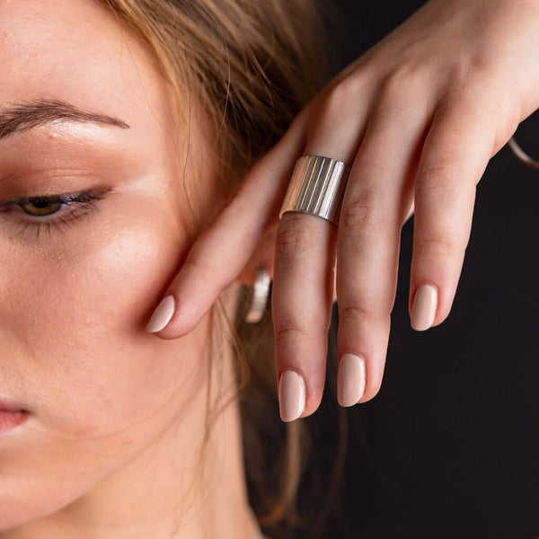 Ridge Adjustable Cuff Ring - Sterling Silver | MULXIPLY